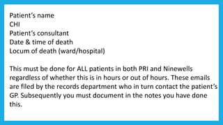 Confirm a death (medical information) -how to confirm a death ?? | PPTX