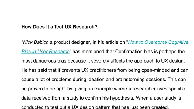 Confirmation Bias and How Does it affect UX Research | PPT