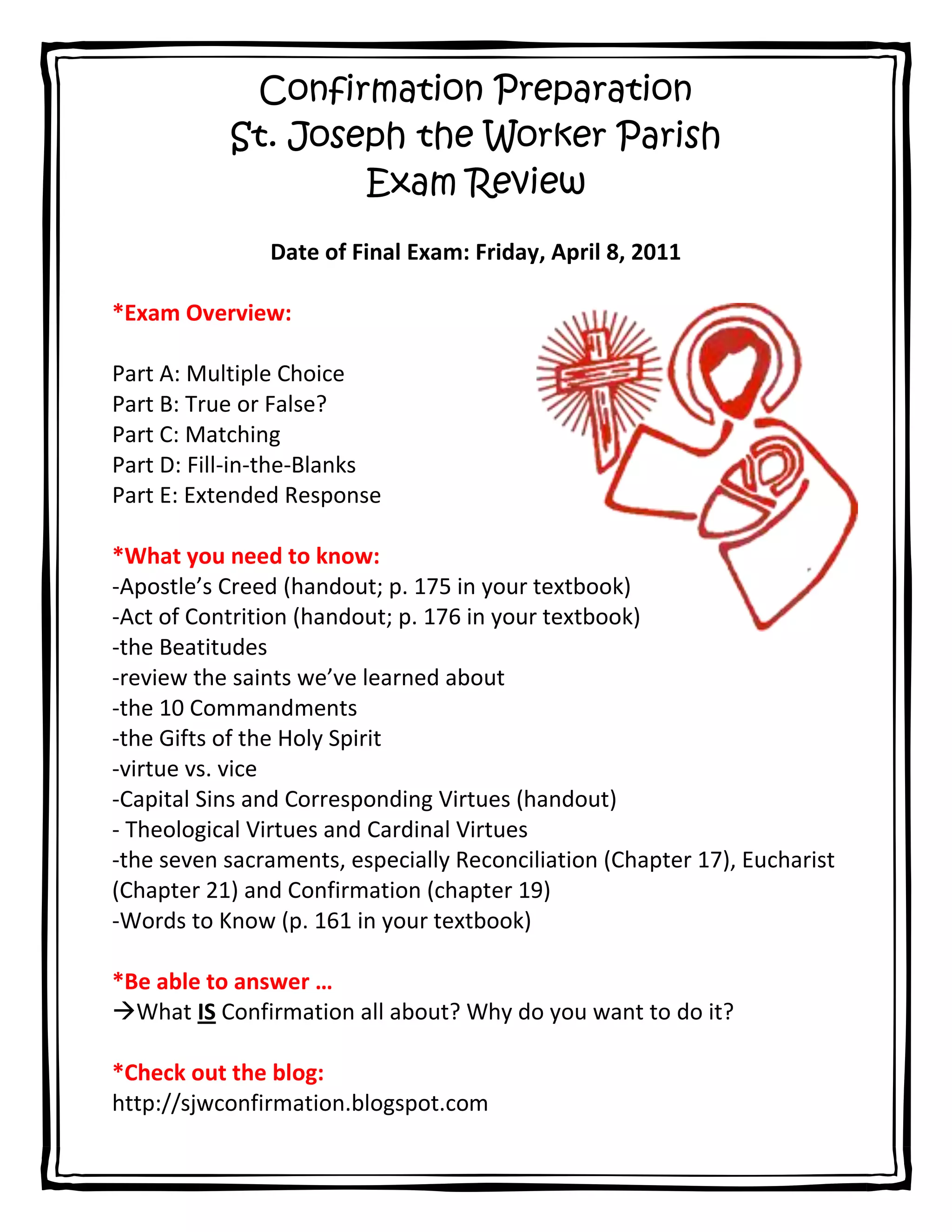 Confirmation preparation exam review | DOCX