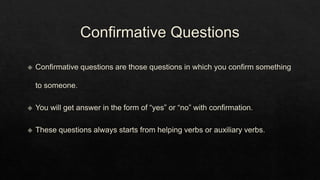 Confirmative and informative questions | PPTX