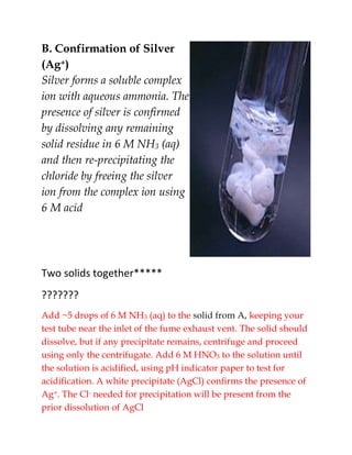 Confirmatnion for silver Qual 1 | DOCX | Chemistry | Science