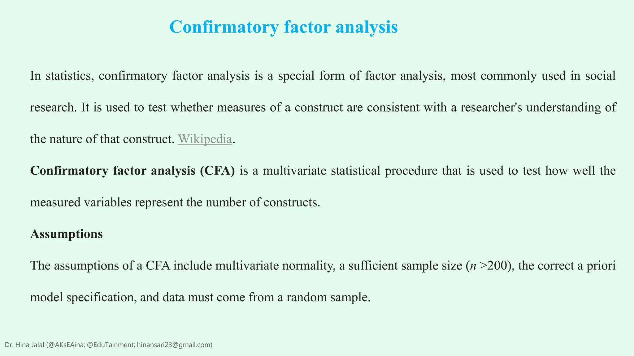 Confirmatory factor analysis (cfa) | PPTX