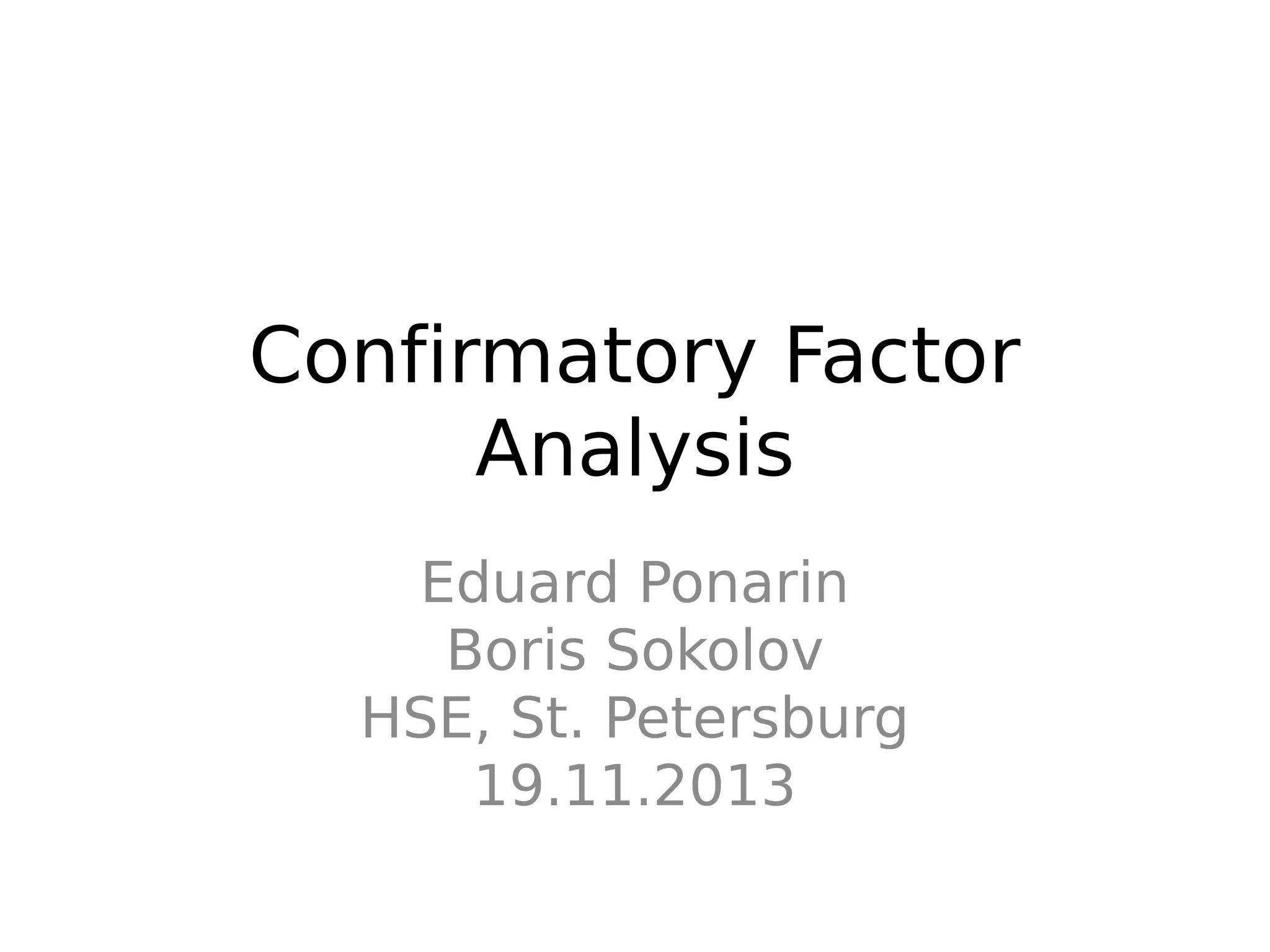 Confirmatory Factor Analysis | PDF
