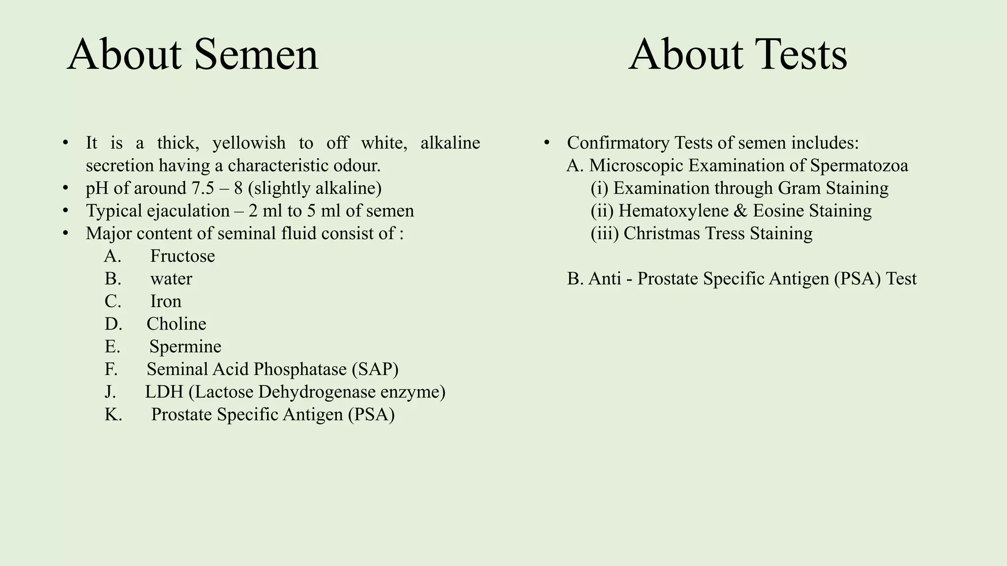 Confirmatory Test for Semen identification | PDF