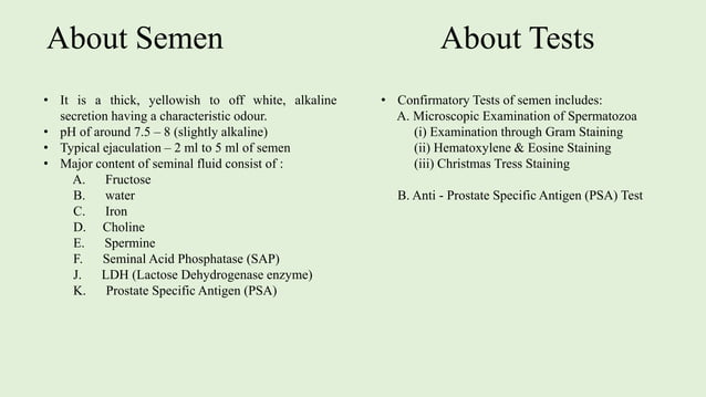 Confirmatory Test for Semen identification | PDF | Chemistry | Science