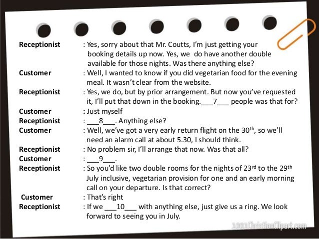 Confirming a hotel booking