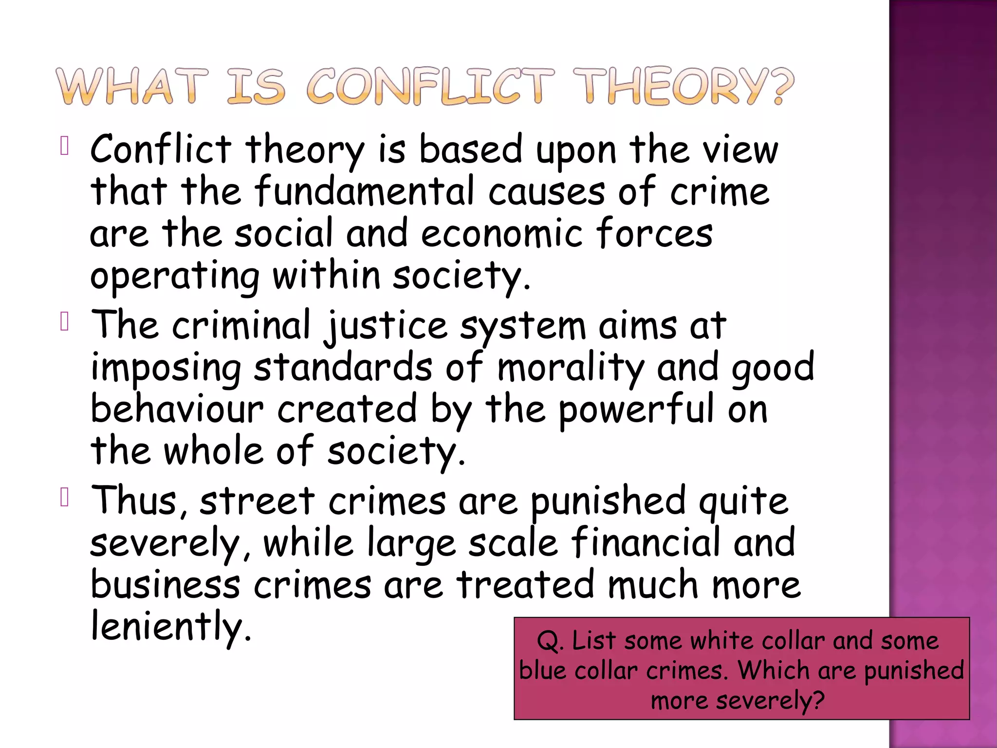 Conflict/Marxist Theories of Crime | PPT