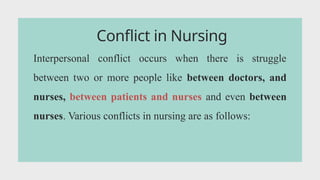 CONFLICT. BSc nursing Semester students pptx | PPTX