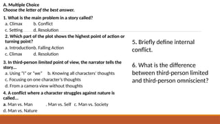 CONFLICT, PLOT, POINT OF VIEW MATATAG ENGLISH 8 | PPTX