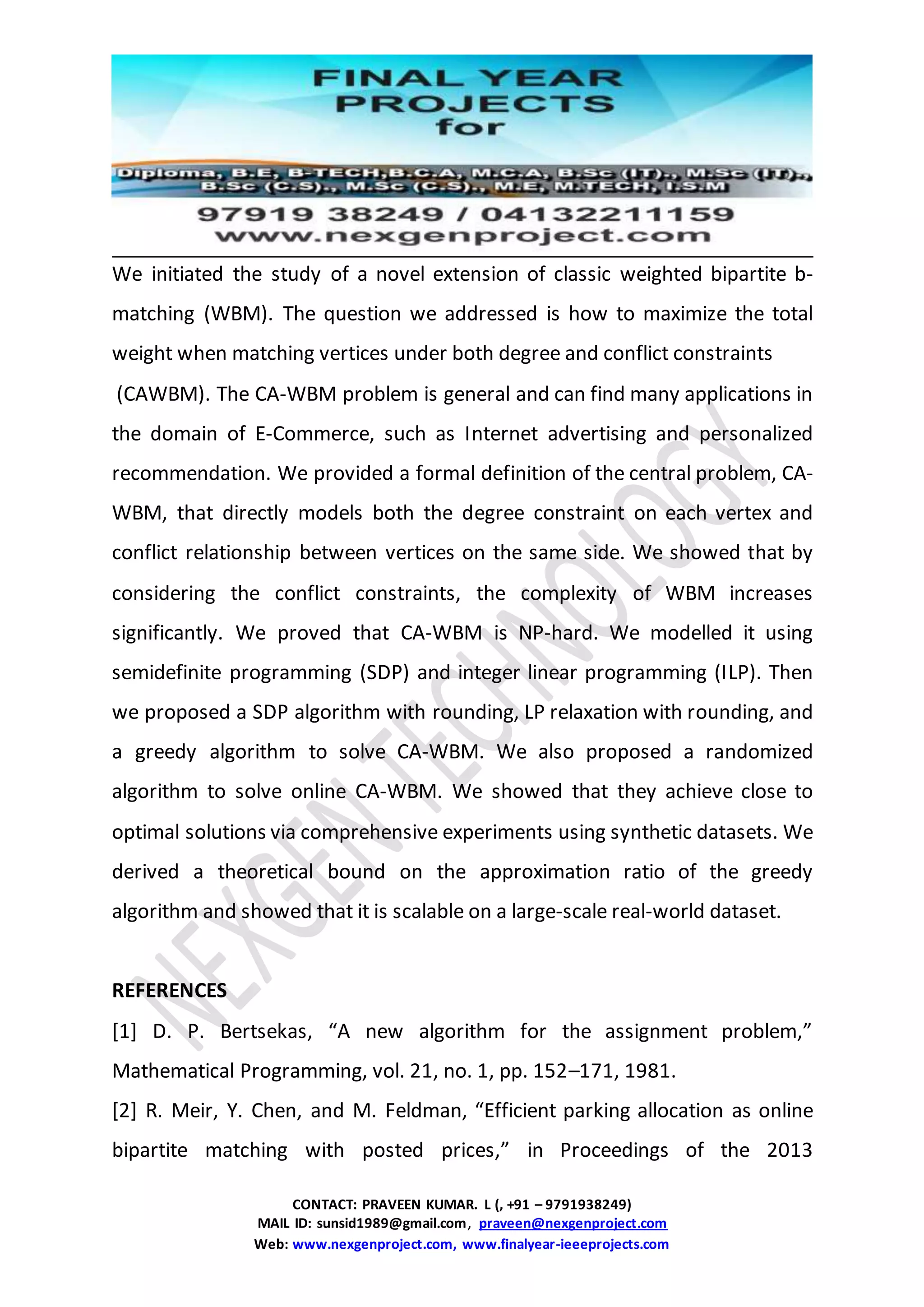 CONFLICT-AWARE WEIGHTED BIPARTITE B-MATCHING AND ITS APPLICATION TO E-COMMERCE | PDF
