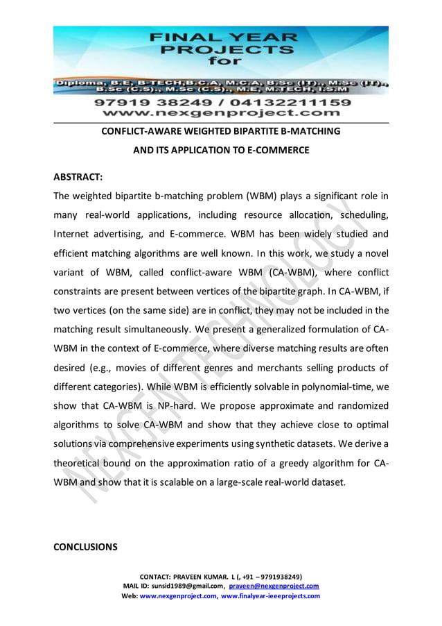 CONFLICT-AWARE WEIGHTED BIPARTITE B-MATCHING AND ITS APPLICATION TO E-COMMERCE | DOCX | Computer ...