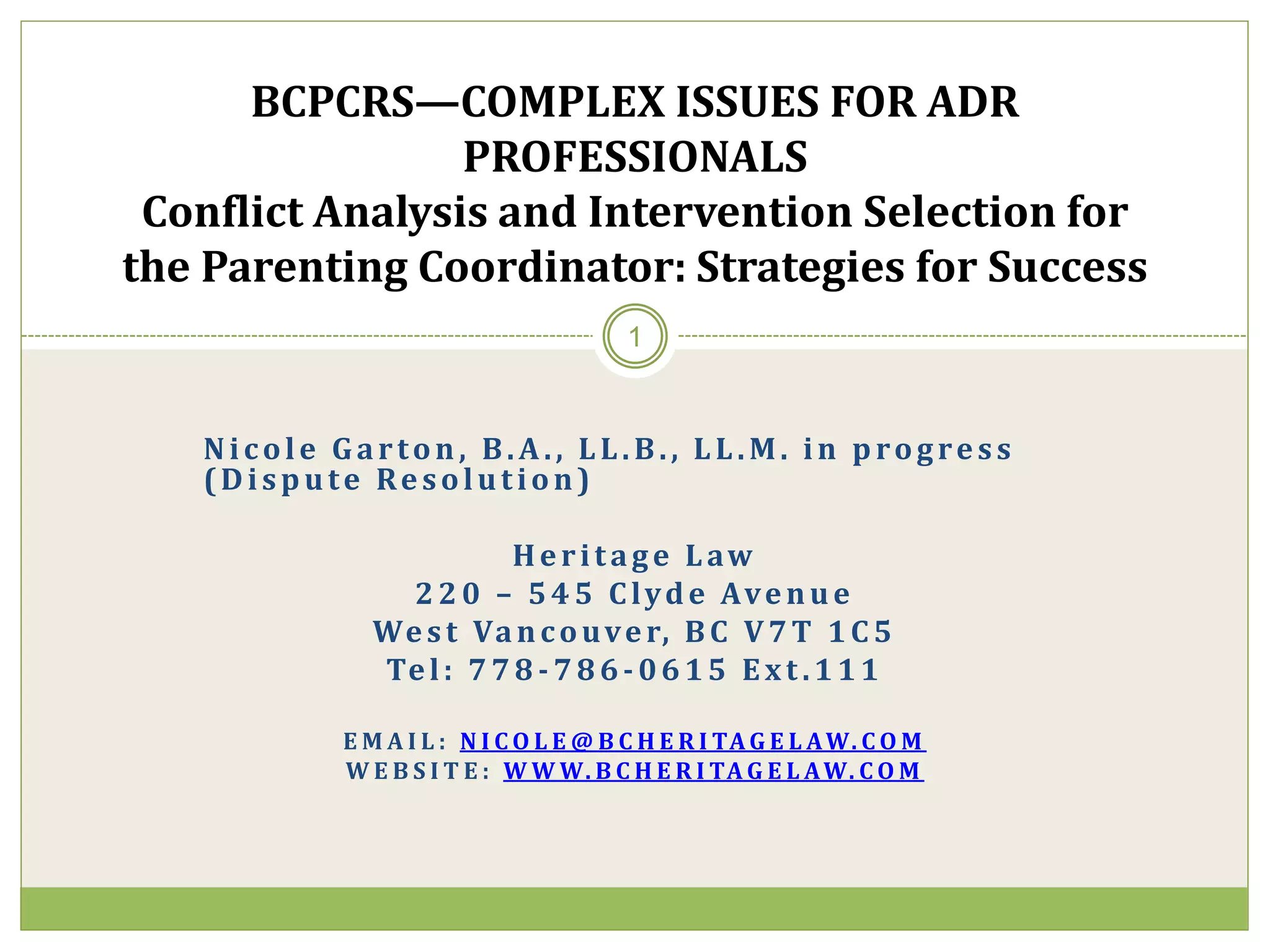Conflict analysis and intervention selection for the parenting ...