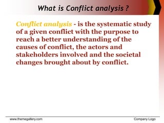 Conflict Analysis and Peace Building | PPTX
