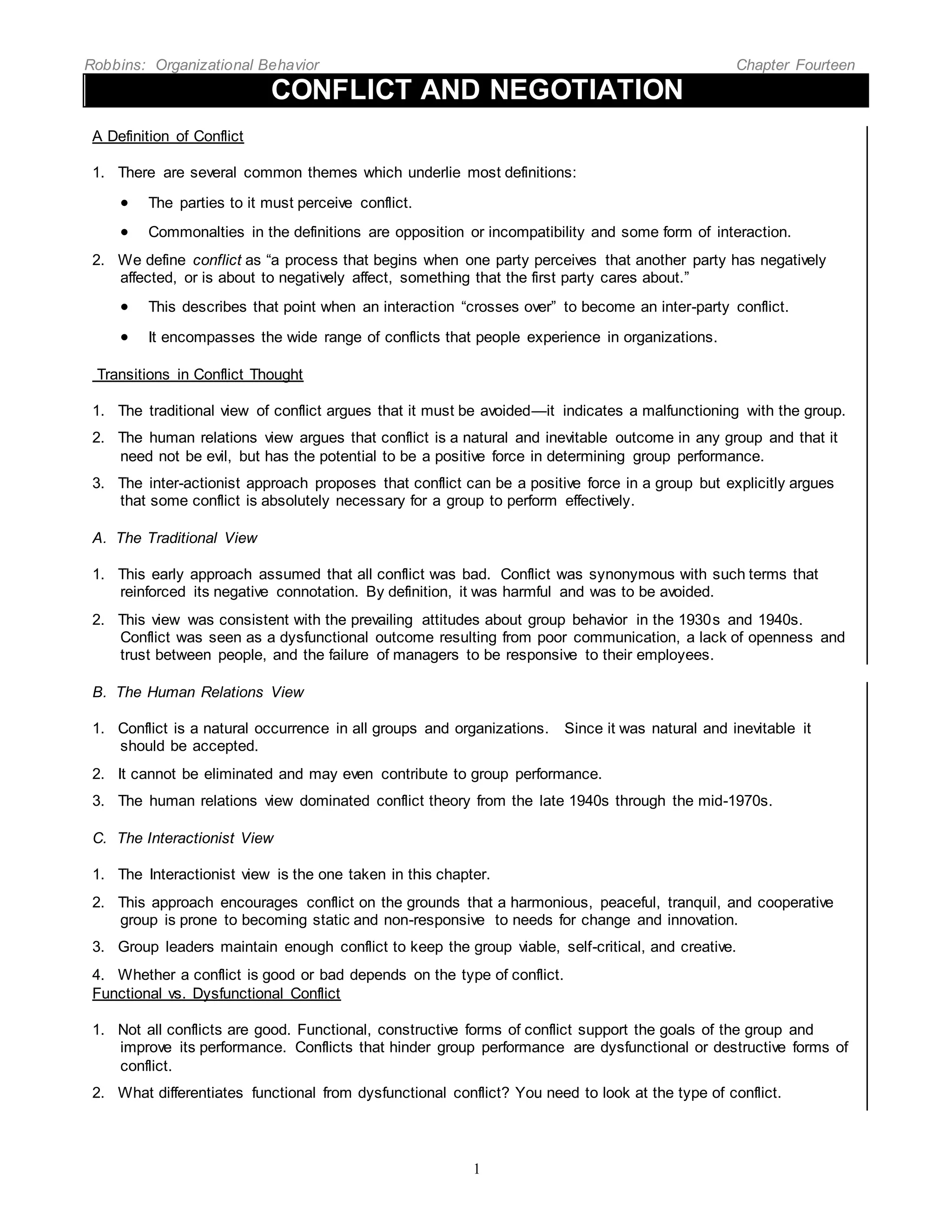 Conflict and negotiation | DOCX