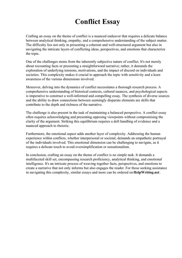 Conflict Essay. Gwinnett Technical College | PDF
