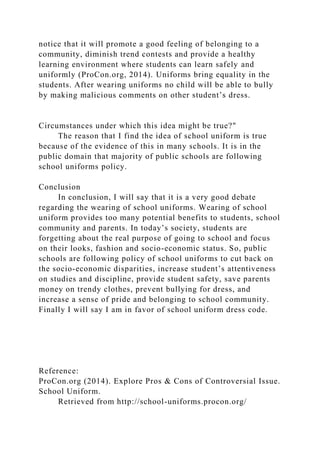 Conflicting Viewpoints On Students Wearing Uniforms 1.docx