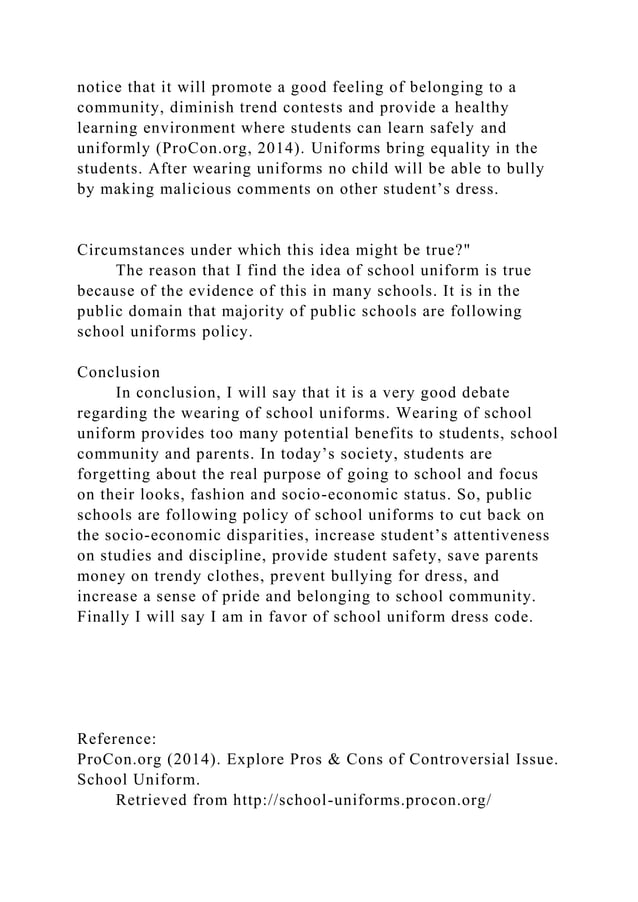 Conflicting Viewpoints On Students Wearing Uniforms 1.docx
