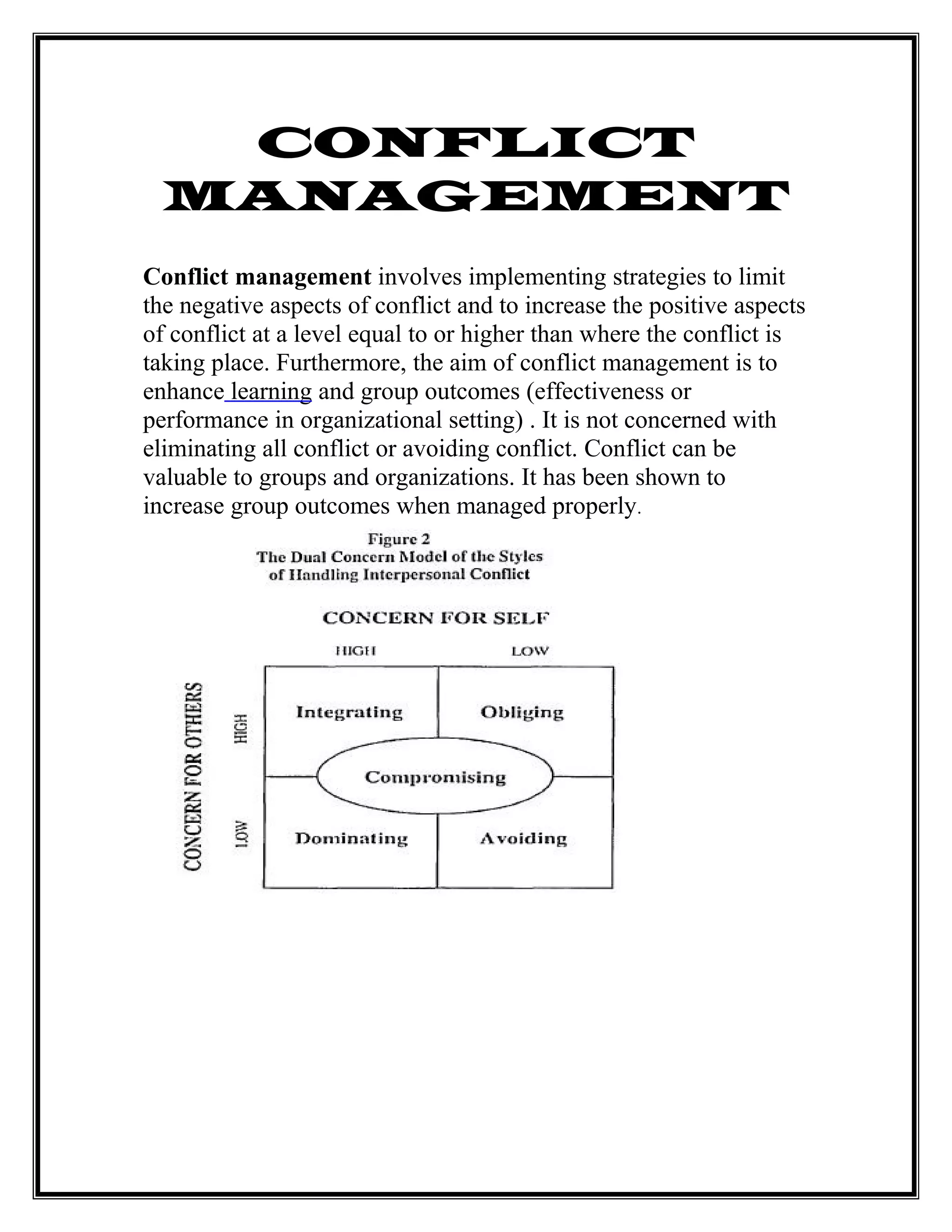 Conflict management project | DOC | Business | Business and Finance