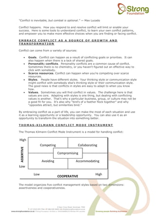 Self Assessment Test for Conflict Management | PDF