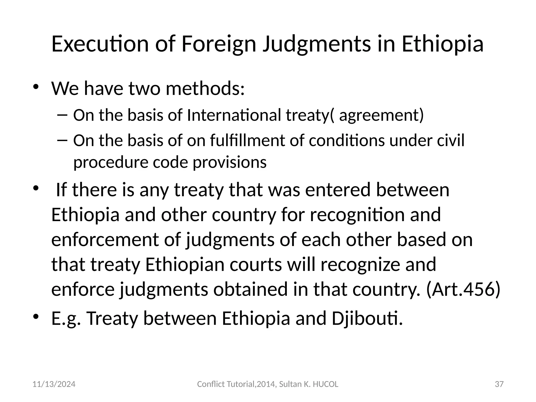 Conflict of Laws in Ethiopia -Lecture notes in ppt | PPTX