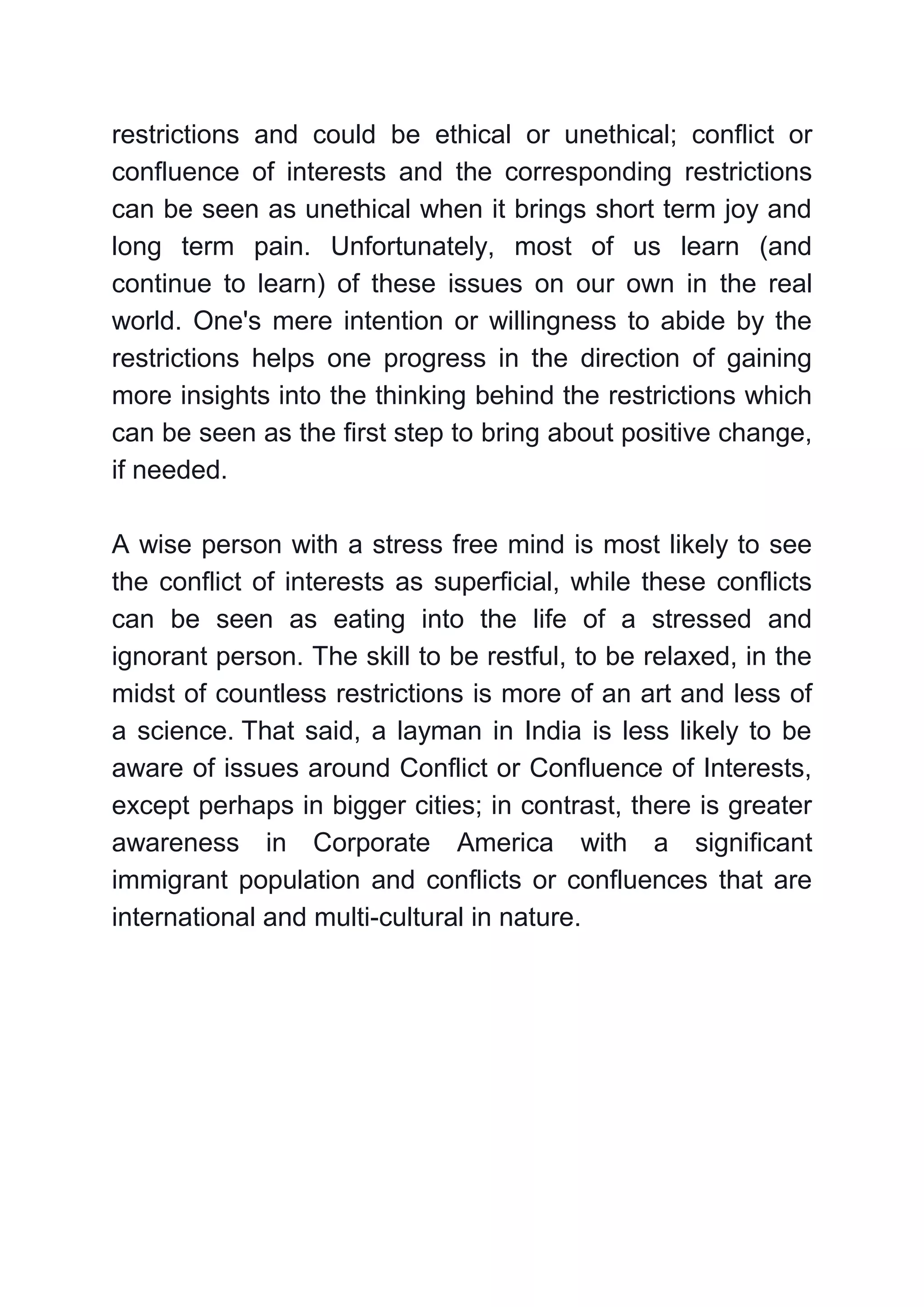 Conflict or Confluence of Interests and Ethics | PDF