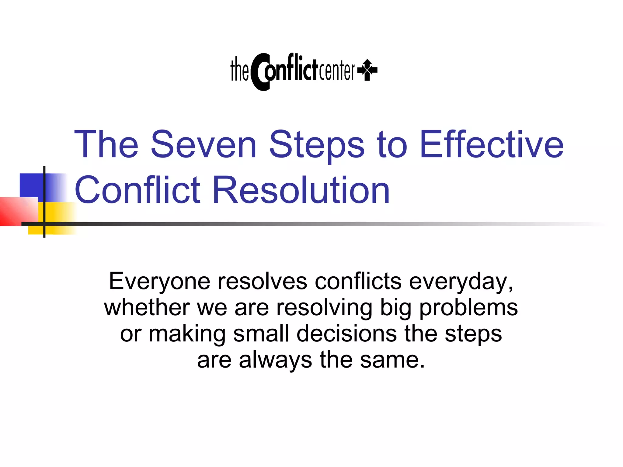 The Seven Steps to Effective Conflict Resolution | PPT