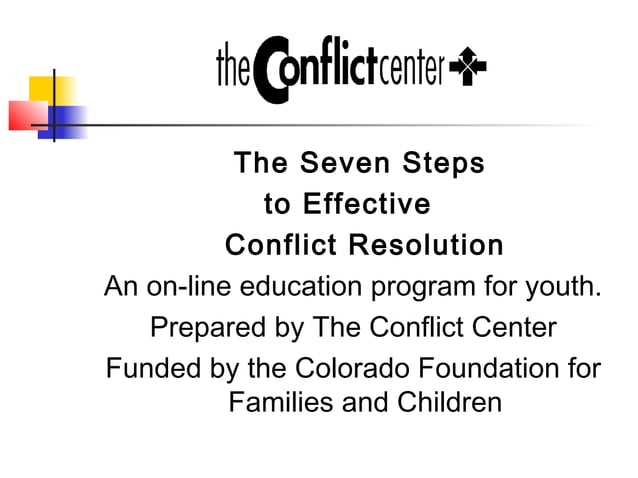 The Seven Steps to Effective Conflict Resolution | PPT