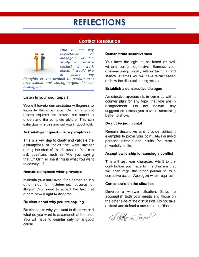 Conflict resolution : A litmus test for your character ! | PDF