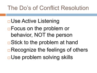 The Do's and Don'ts Of Conflict Resolution | PPTX
