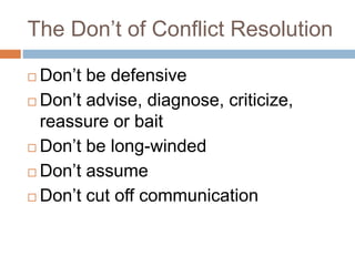 The Do's and Don'ts Of Conflict Resolution | PPTX