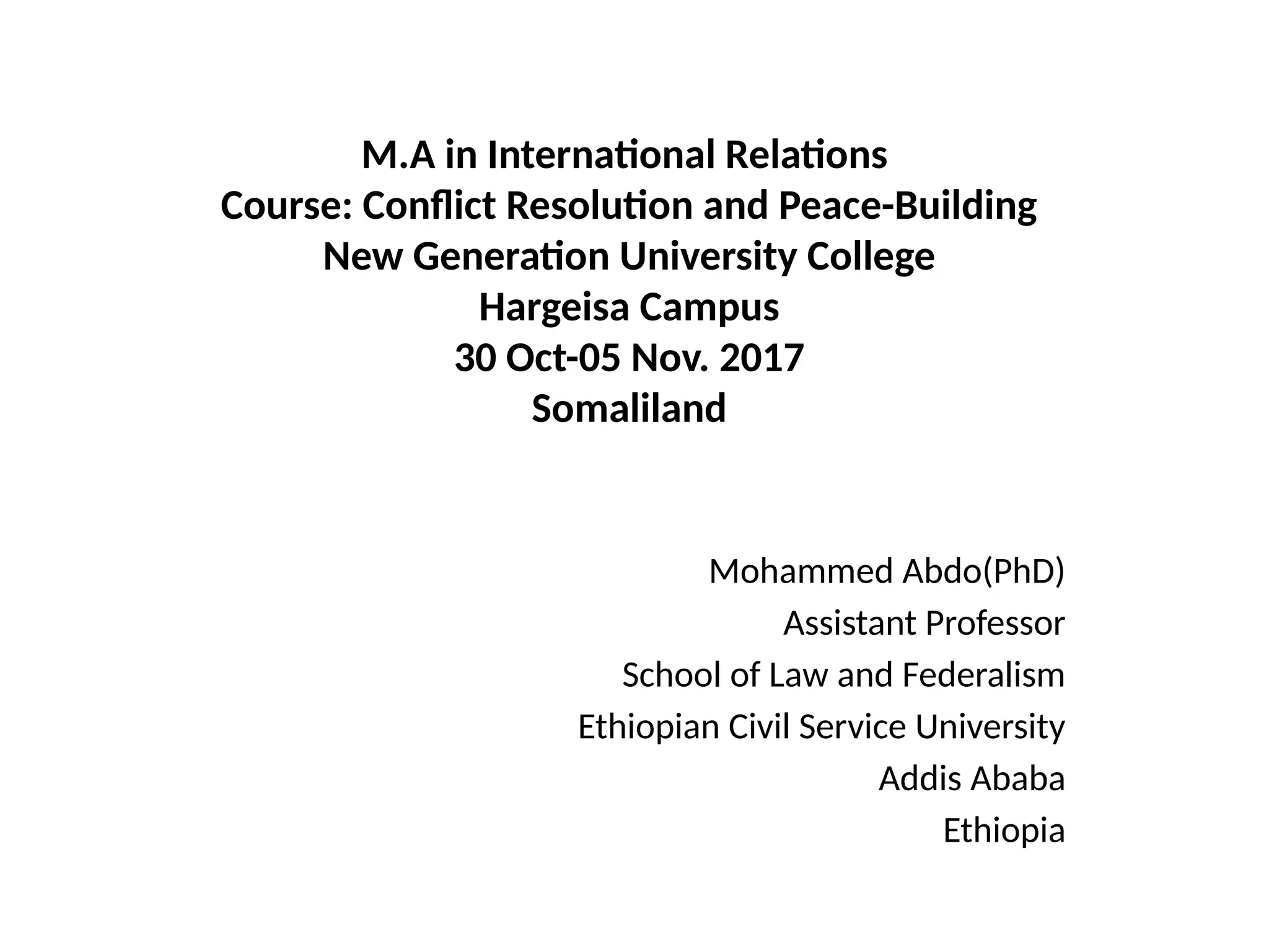 Conflict Resolution and Peacebuilding-note | PPTX