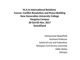 Conflict Resolution and Peacebuilding-note | PPTX