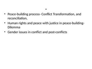 Conflict Resolution and Peacebuilding-note | PPTX