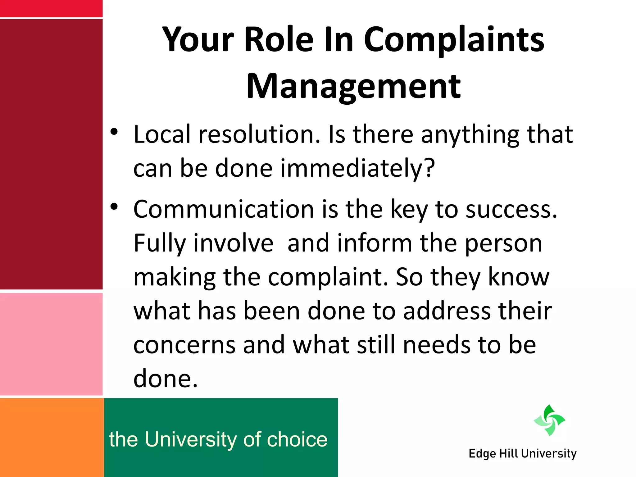 Conflict Resolution & Complaints Management | PPT
