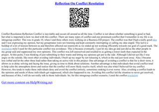 Conflict Resolution Essay | PDF | Careers