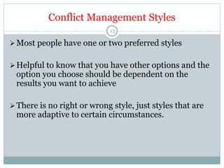 Recognizing, Responding and Resolving Conflict | PPTX