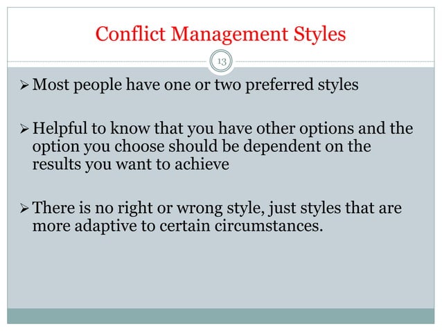 Recognizing, Responding and Resolving Conflict | PPT