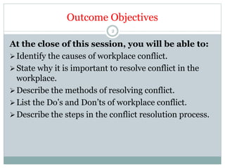 Recognizing, Responding and Resolving Conflict | PPTX