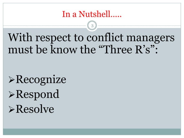 Recognizing, Responding and Resolving Conflict | PPT