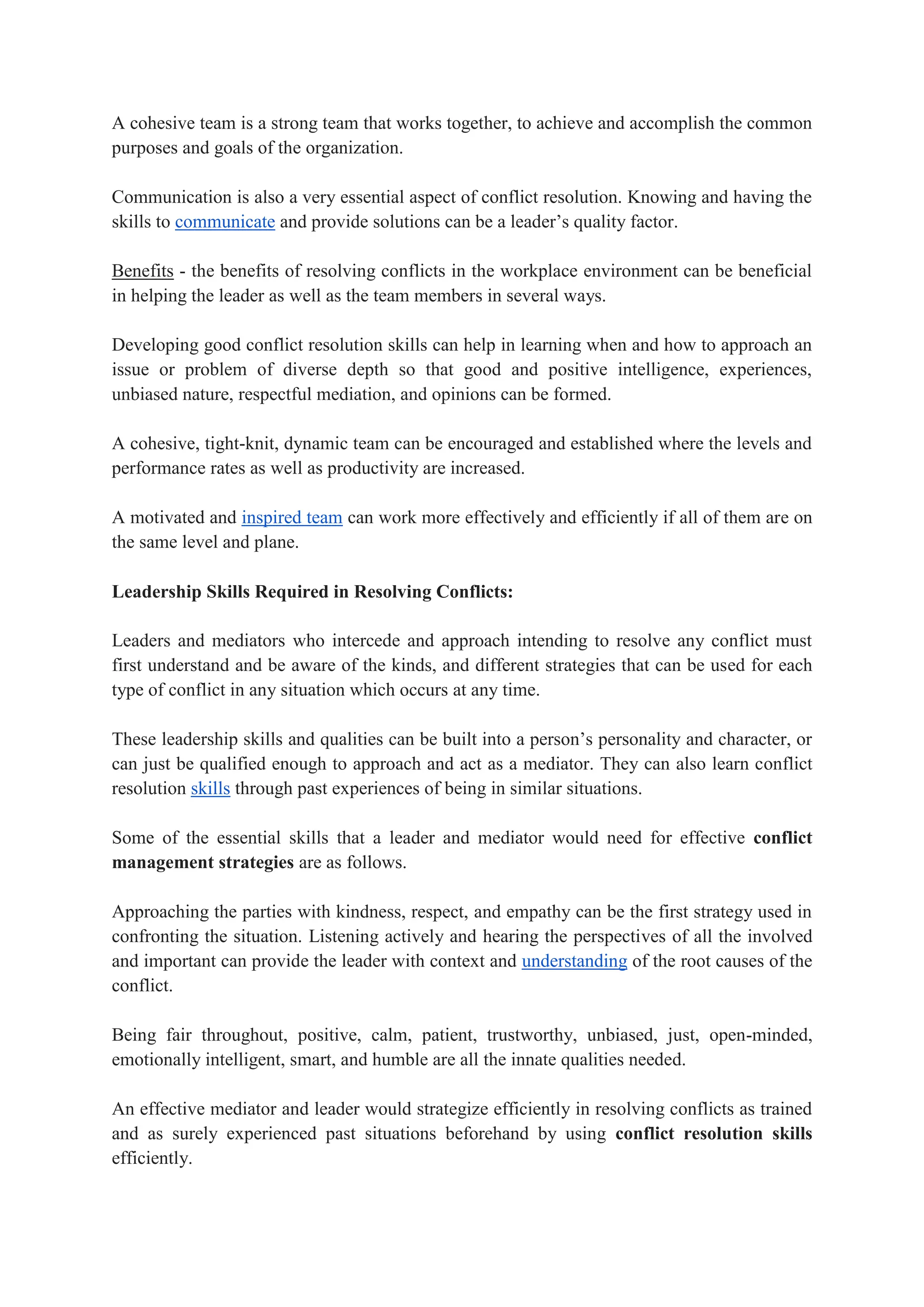 Conflict Resolution Importance and Strategic Management | PDF