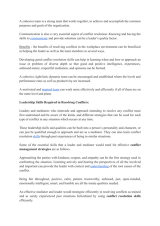 Conflict Resolution Importance and Strategic Management | PDF