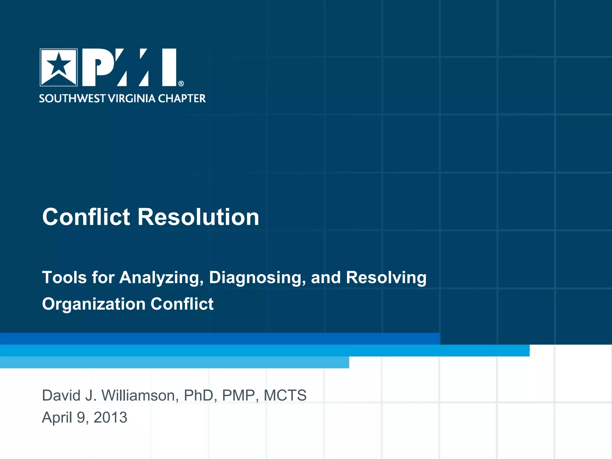 Conflict Resolution: Tools for Analyzing, Diagnosing, and Resolving ...