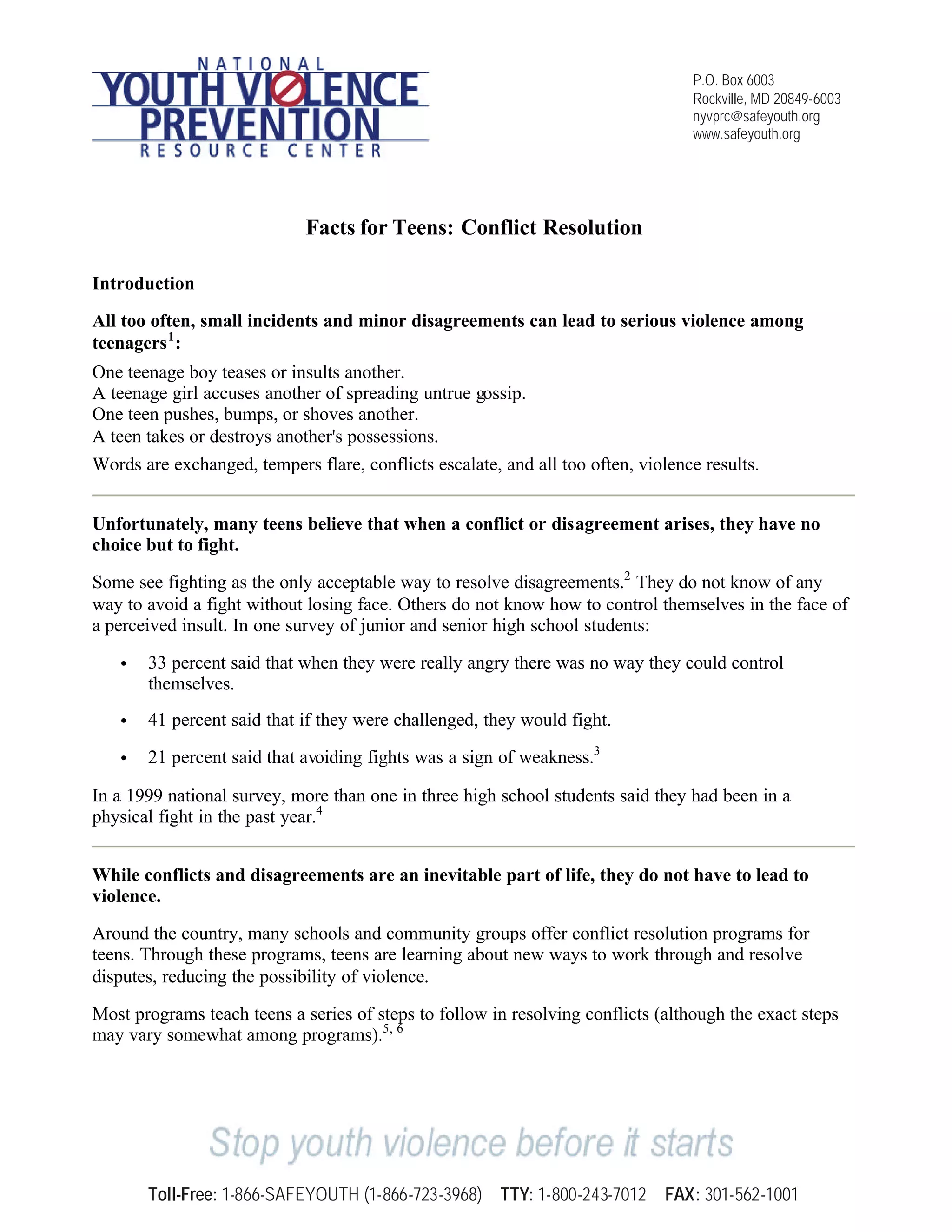 Conflict resolution techniques for adolescents june 15, 2015 | PDF