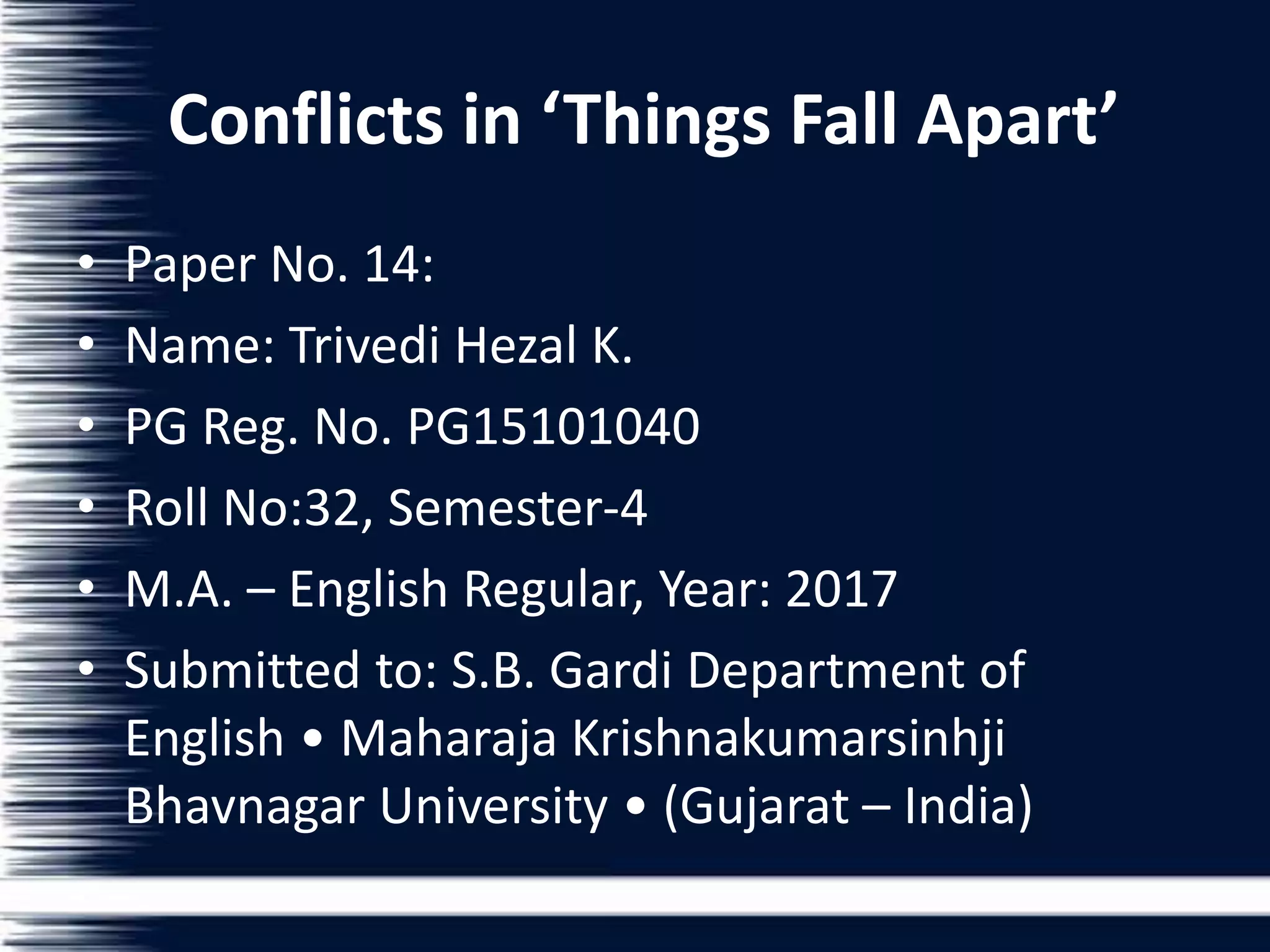 Conflicts in 'Things Fall Apart' | PPTX