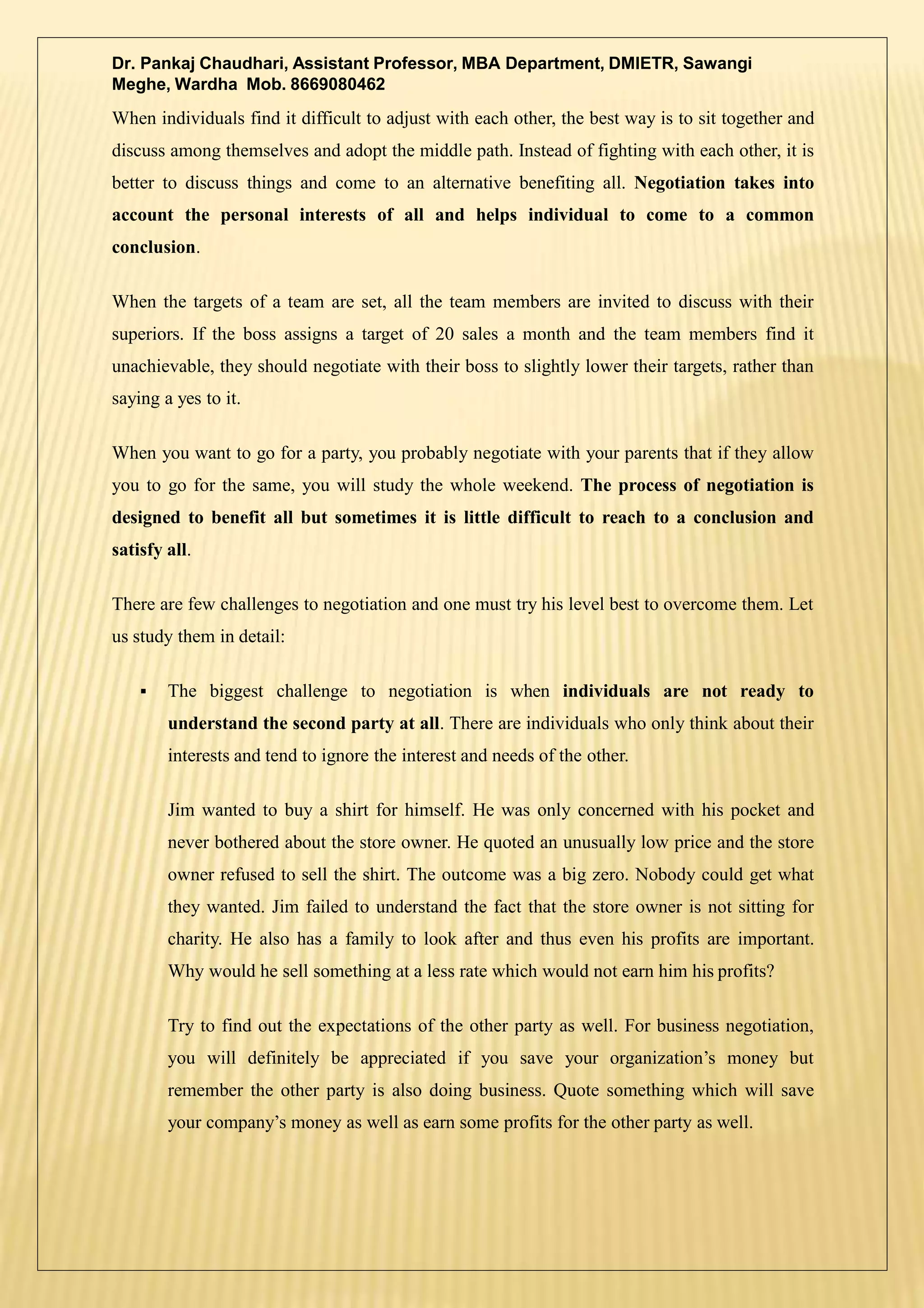 Conflicts & Negotiations_By Dr. Pankaj Chaudhari | PPTX