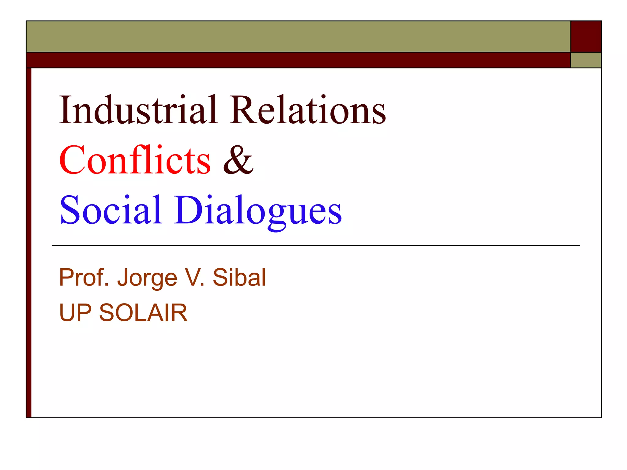 Conflicts & social dialogues | PPT