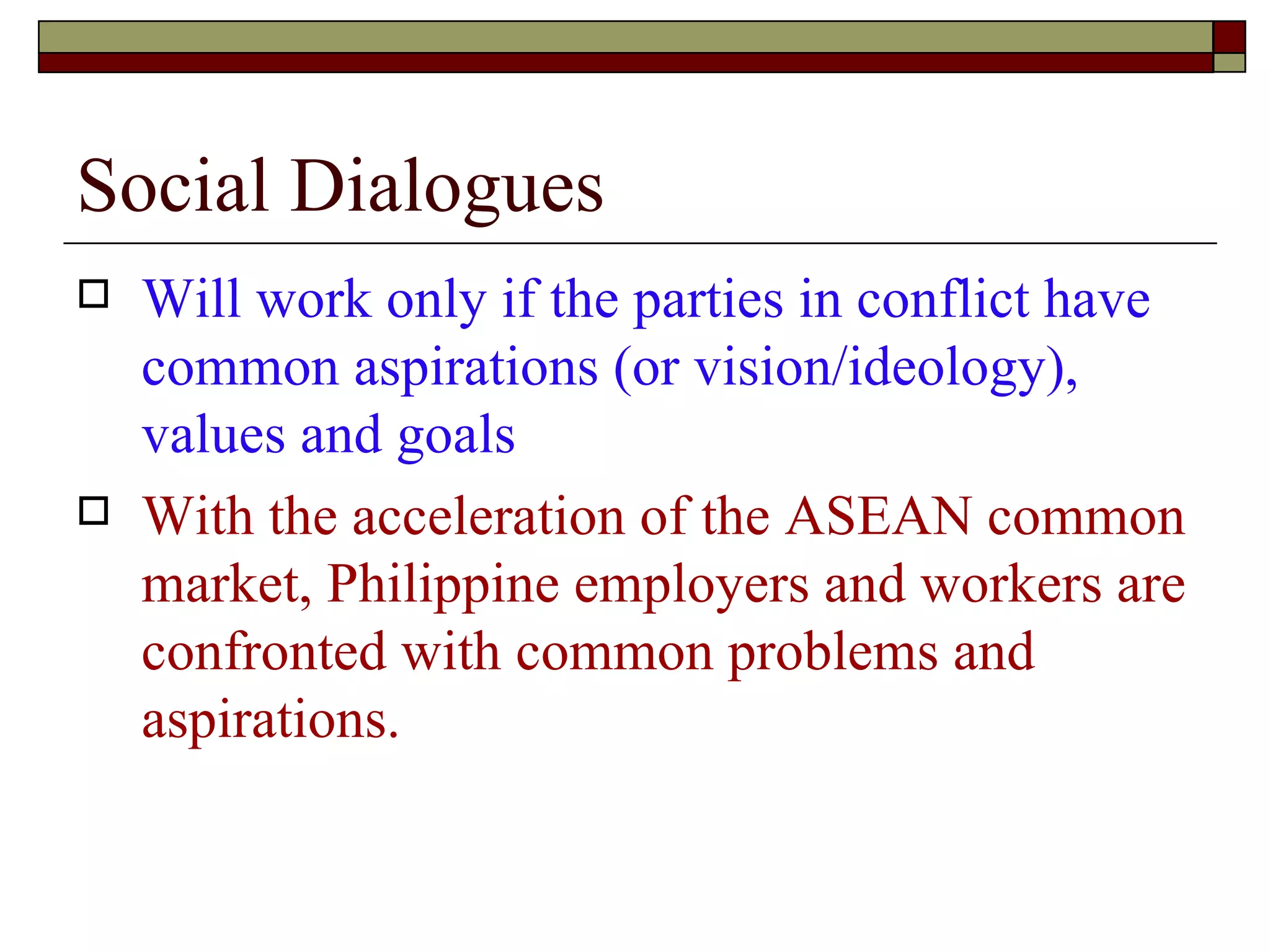 Conflicts & social dialogues | PPT
