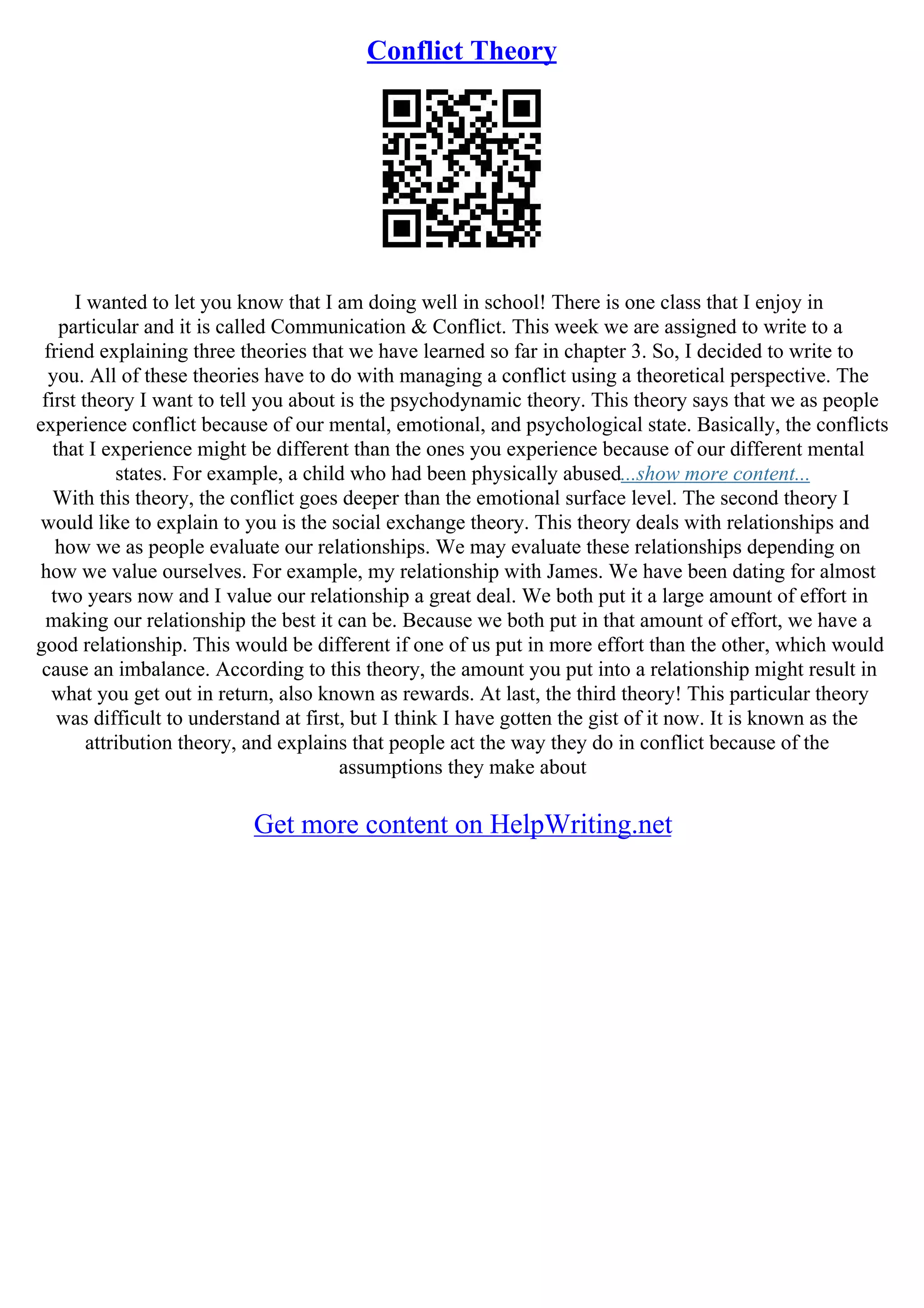 Conflict Theory Essay | PDF