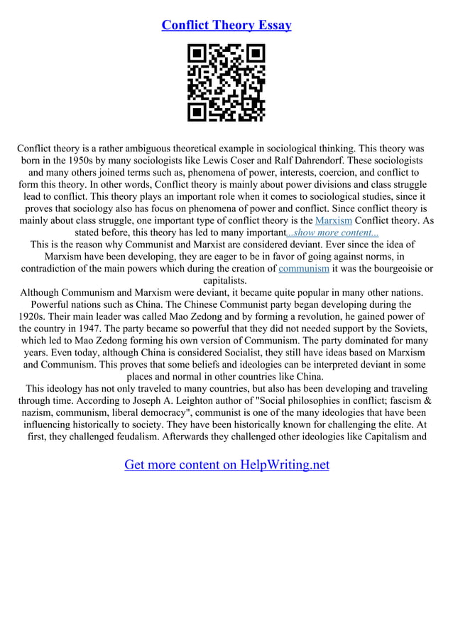 Conflict Theory Essay | PDF