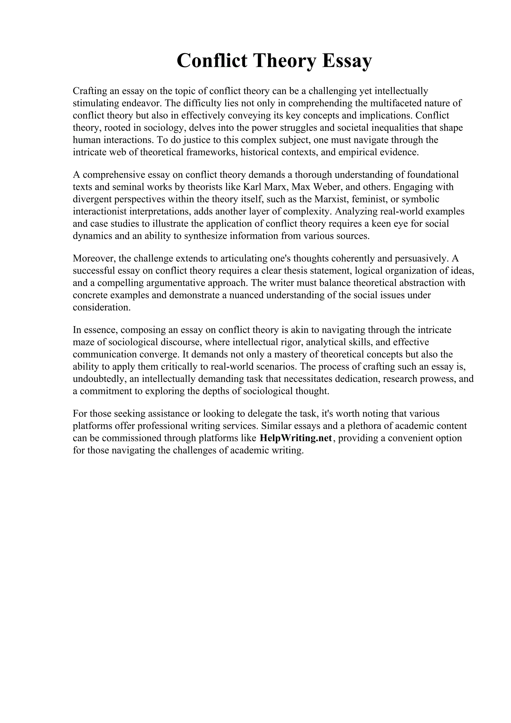 Conflict Theory Essay | PDF